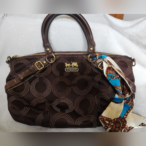 Coach | Bags | Coach Madison Sophia Op Art Dot Brown Convertible ...